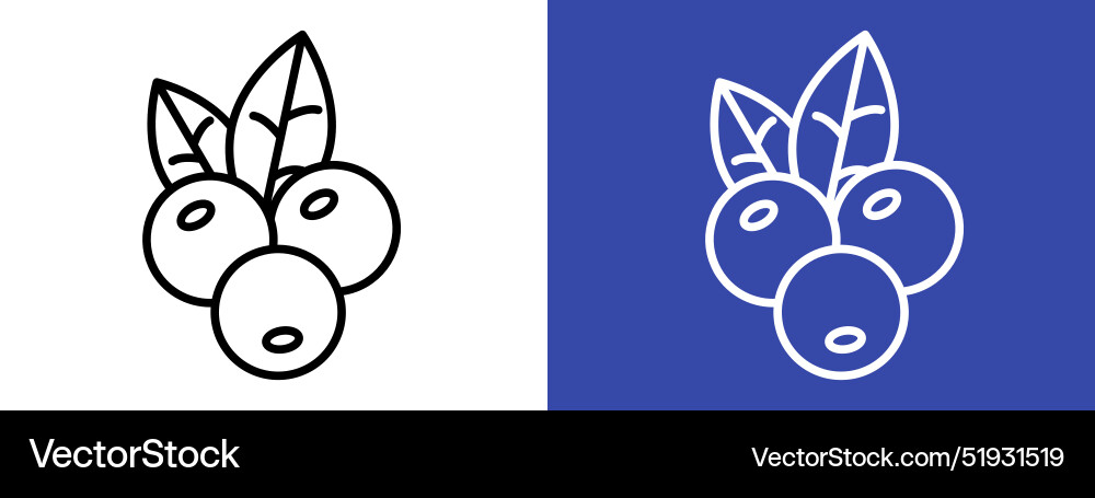 Blueberry icon logo set Royalty Free Vector Image