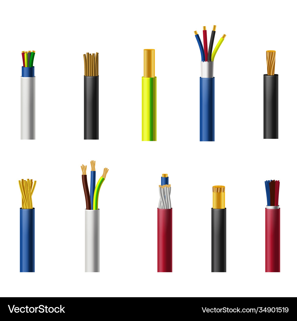 Cable wires and cords in cut structure design Vector Image