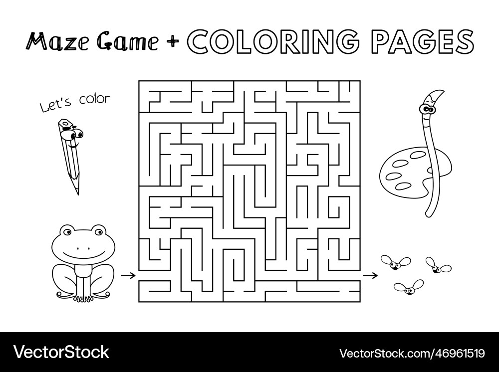Cartoon frog maze game Royalty Free Vector Image