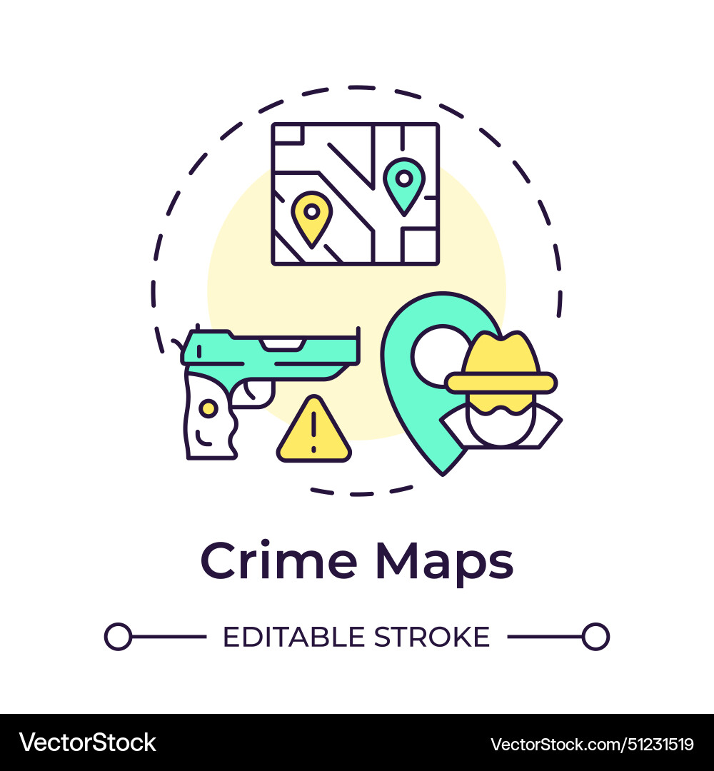 Crime maps multi color concept icon Royalty Free Vector