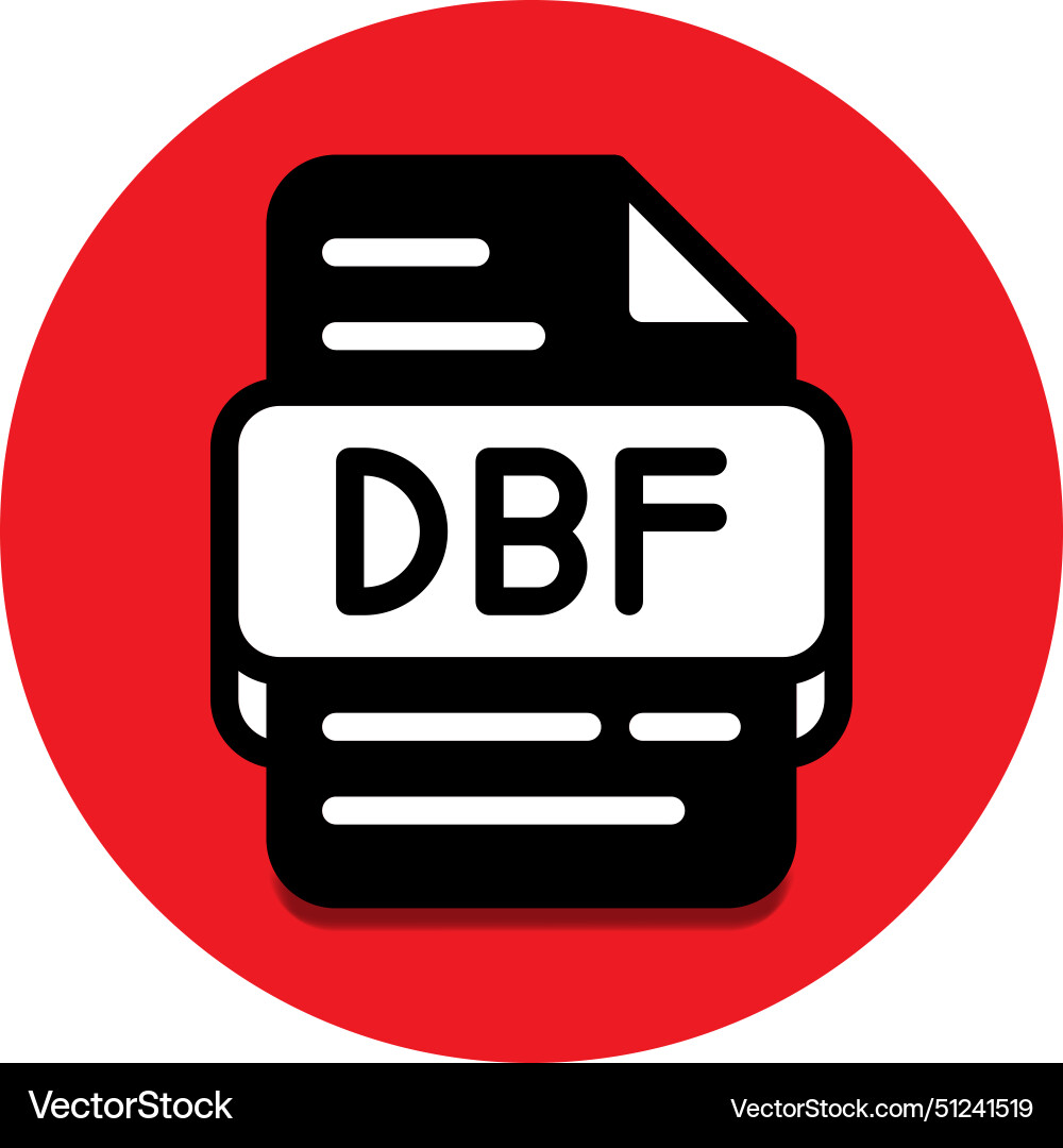 Dbf File Type Database Icon Document Files Vector Image 6399