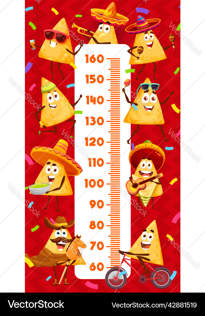 Funny mexican nachos chips kids height chart Vector Image