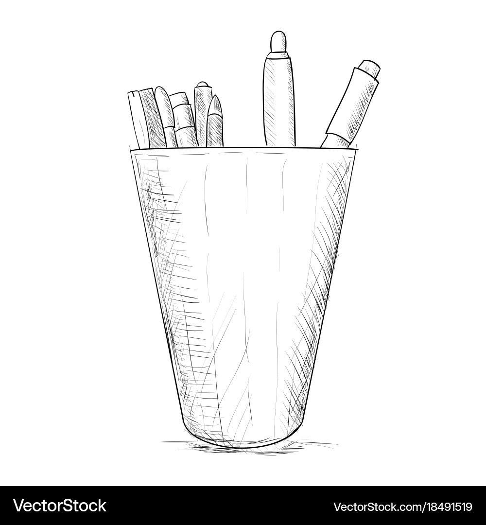 Hand drawn sketch pencil case Royalty Free Vector Image