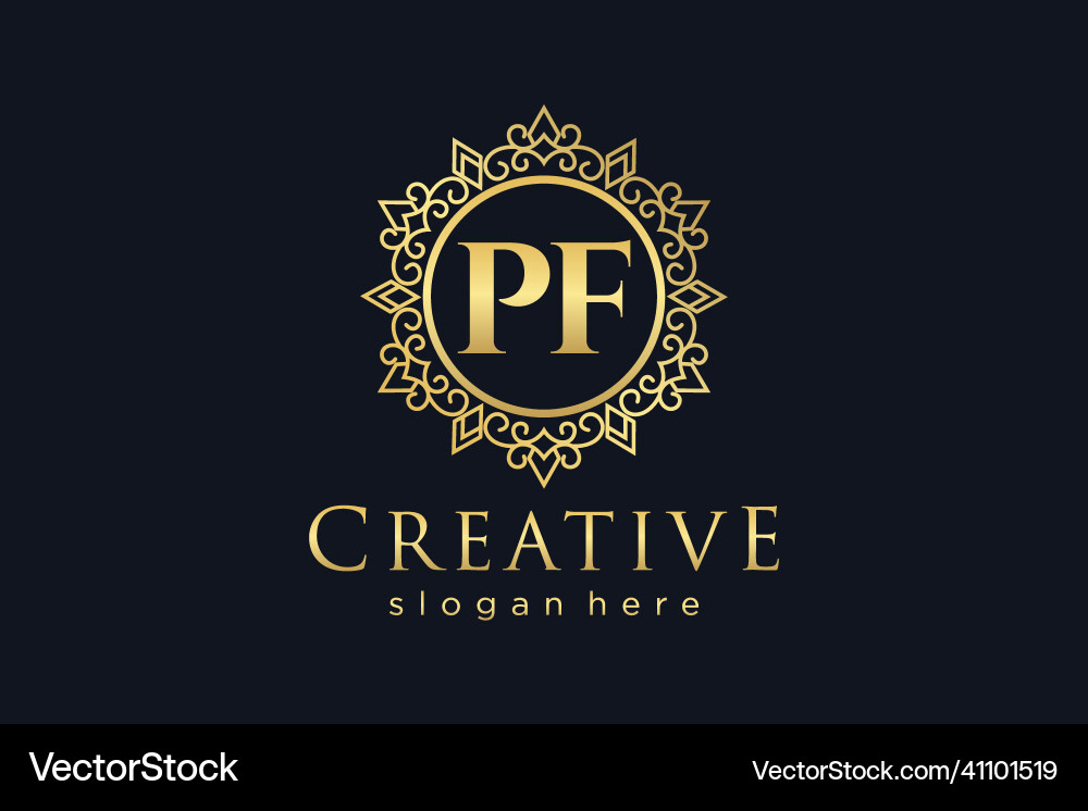 Pf initial letter luxury calligraphic feminine Vector Image