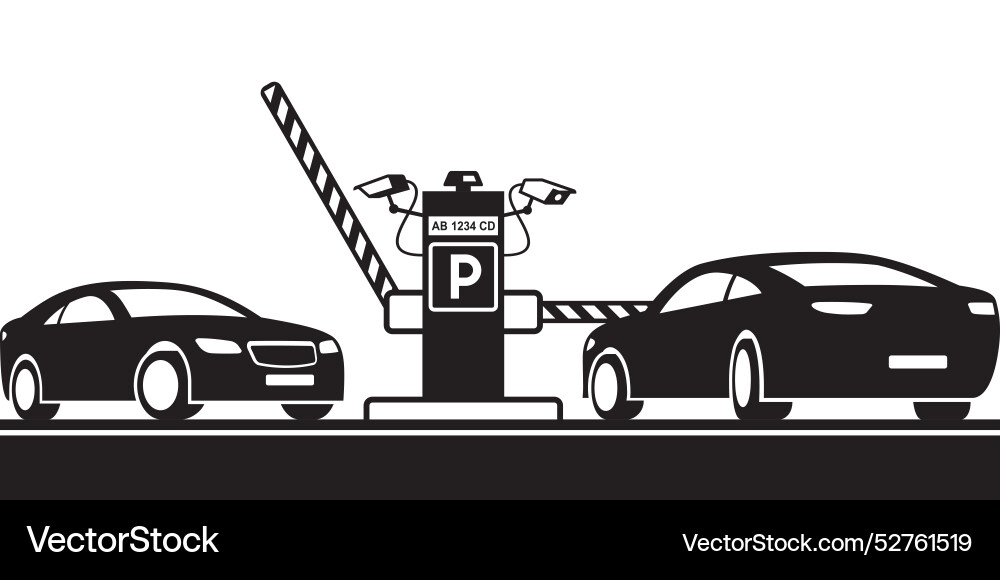 Plate recognition cameras at car parking Vector Image
