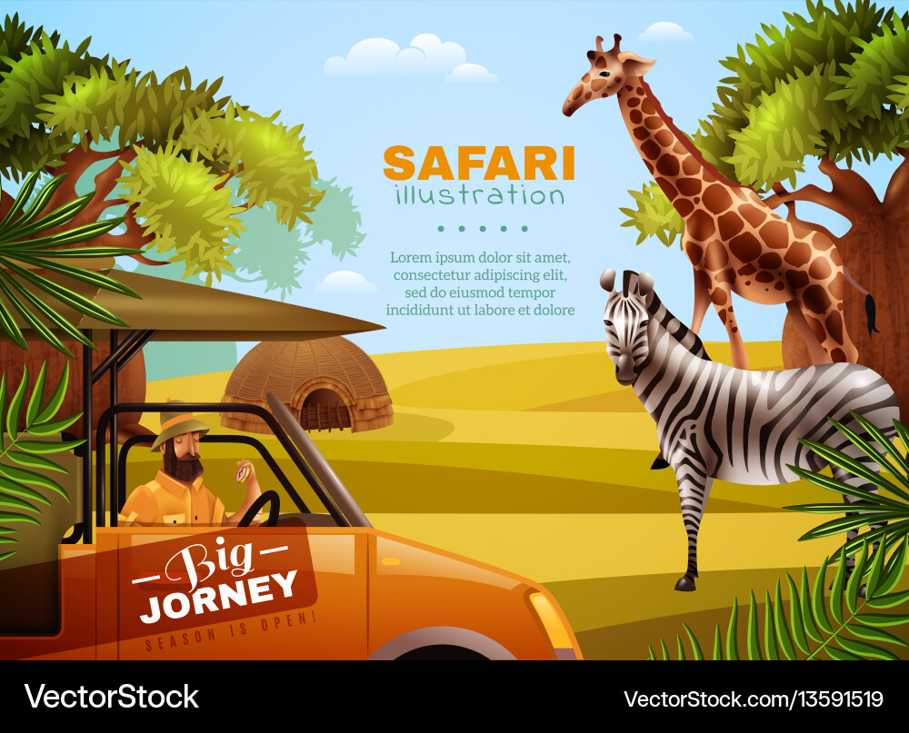 Safari Adventure Poster Royalty Free Vector Image