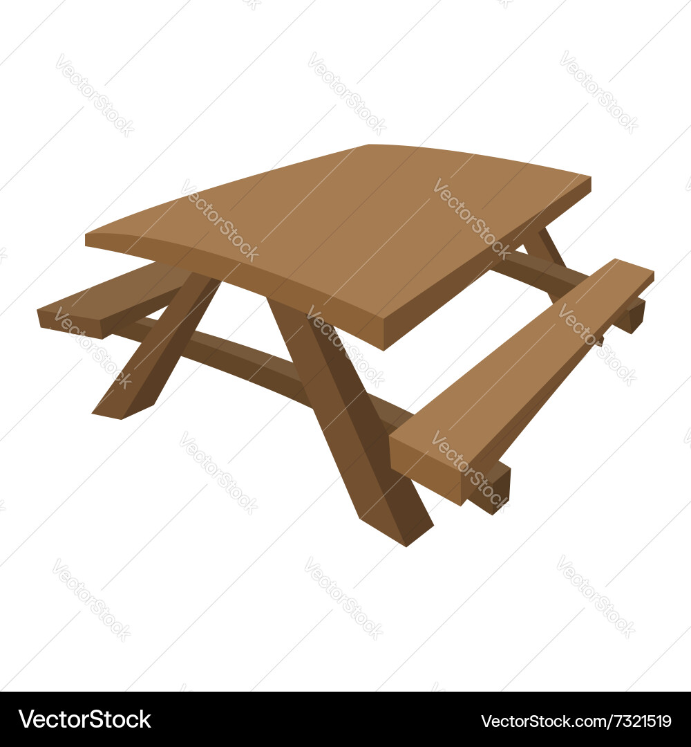 Wooden table with benches cartoon Royalty Free Vector Image