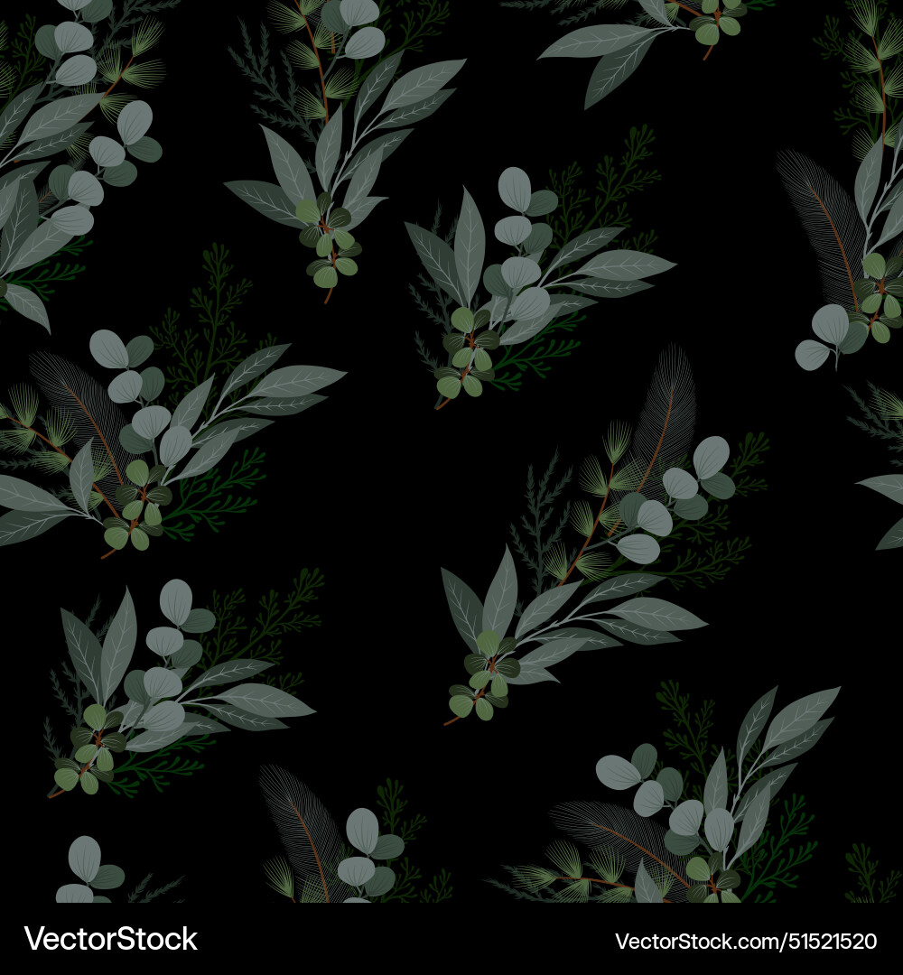 Botanical seamless pattern with christmas elements