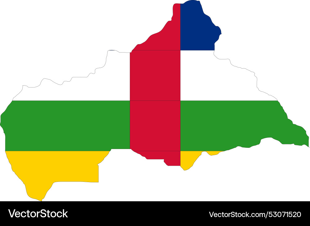 Central african republic flag in map Royalty Free Vector
