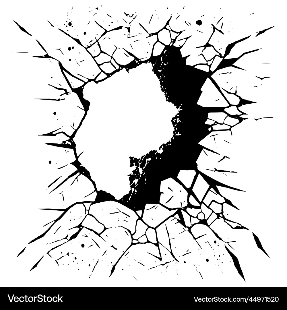 Cracked wall broken hand drawn Royalty Free Vector Image