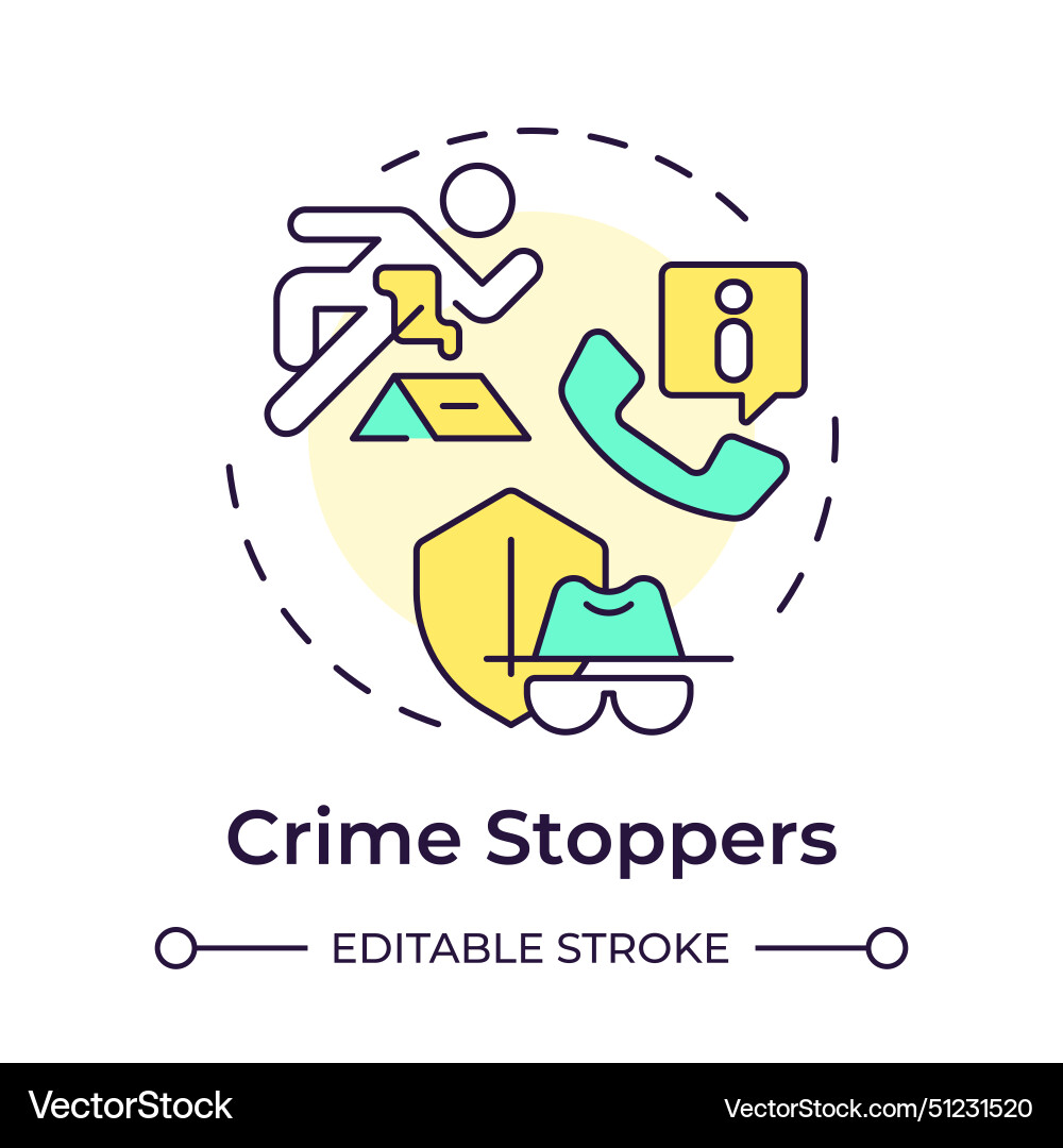 Crime stoppers multi color concept icon Royalty Free Vector