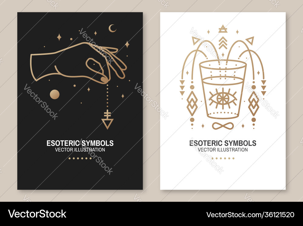 Esoteric symbols poster flyer thin line Royalty Free Vector