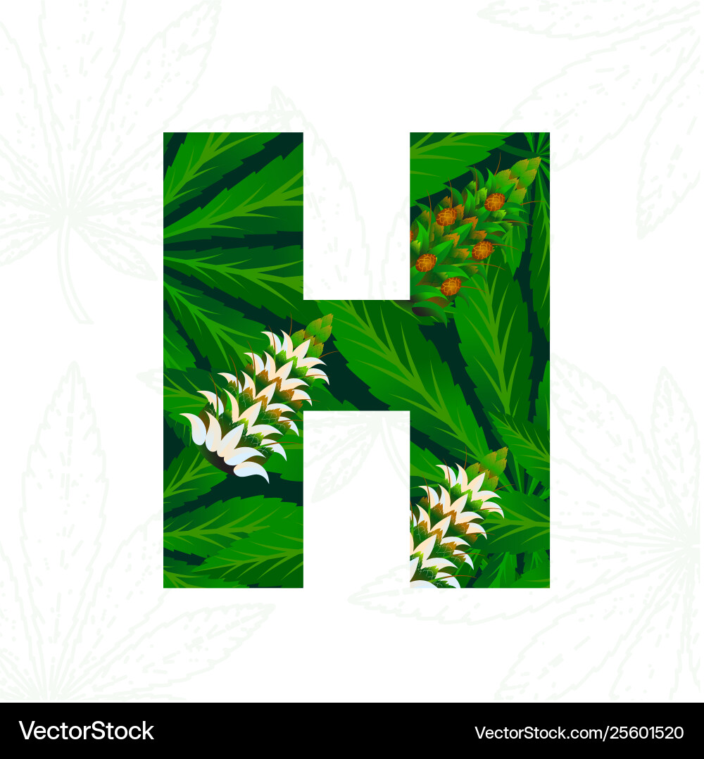 Letter with cannabis leaf for logo design Vector Image