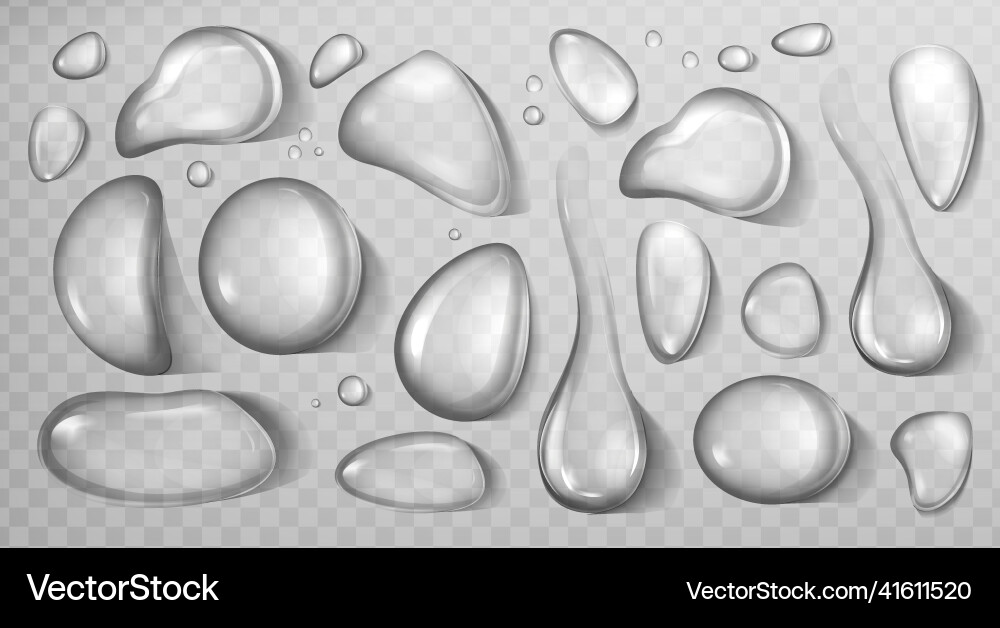 Realistic fresh pure water drops different shapes Vector Image