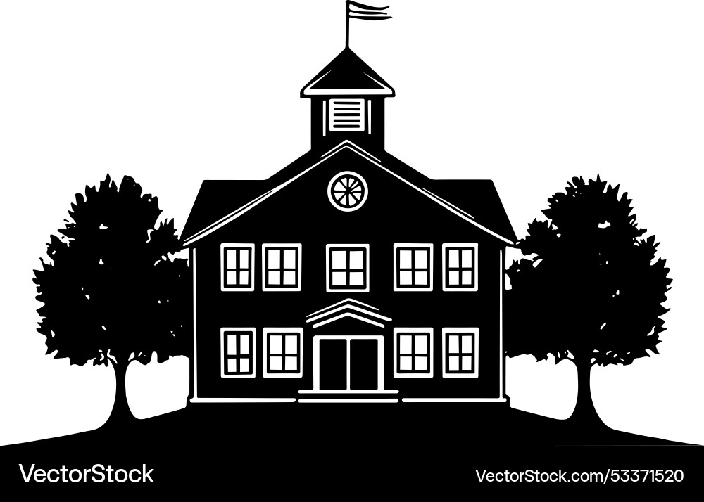 Silhouette of a schoolhouse Royalty Free Vector Image