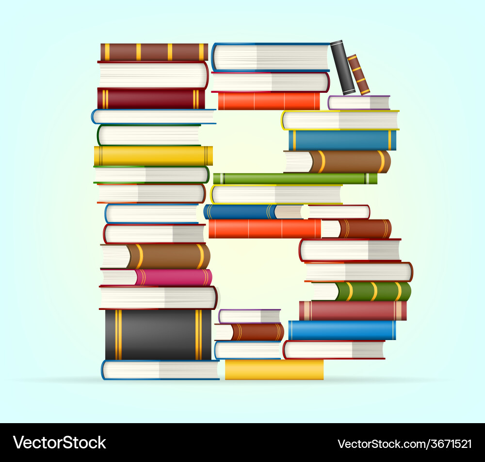 Alphabet From Stacks of Multi Colored Books Vector Images (26)