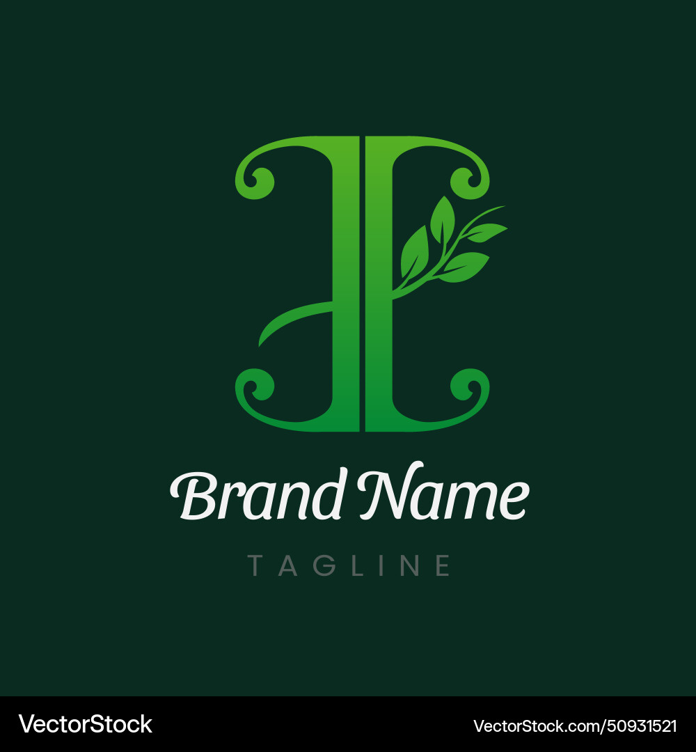 Letter i branch tree natural leaf logo design Vector Image