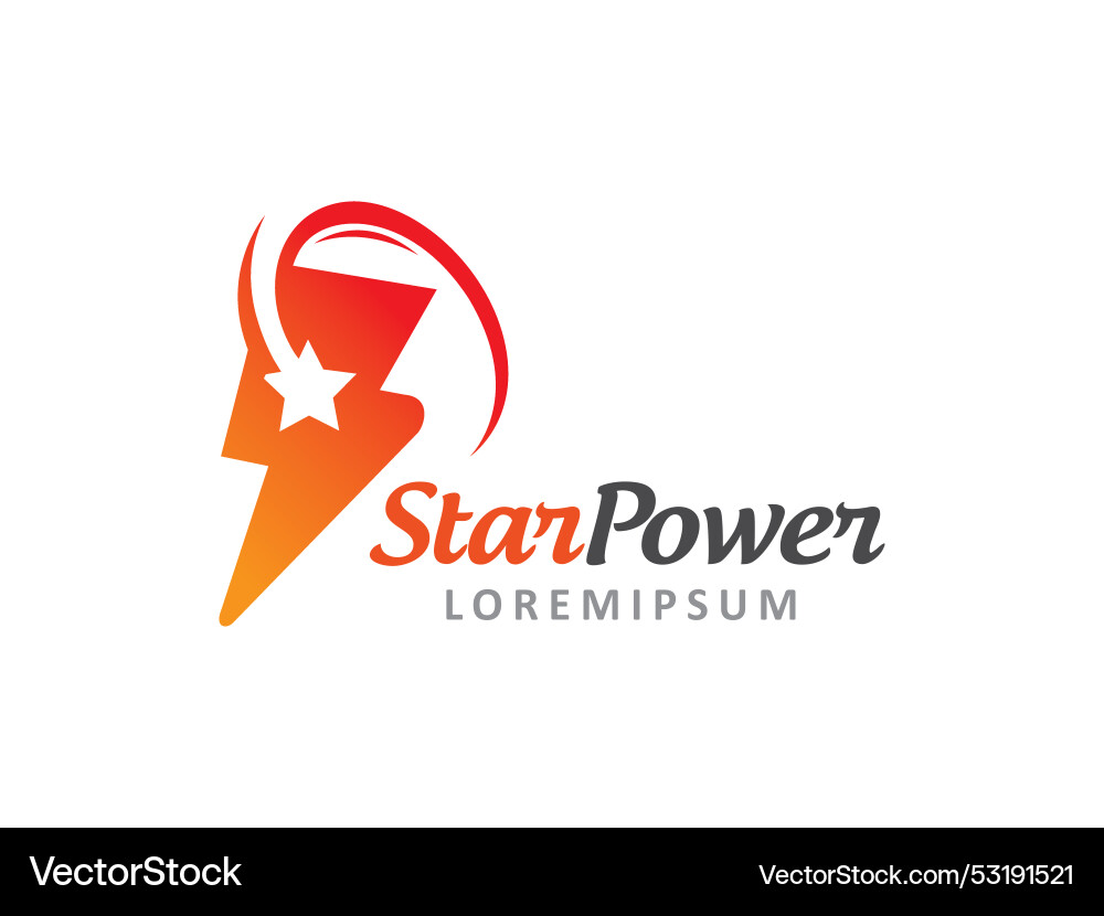 Lightning bolt and star logo symbol or icon templa
