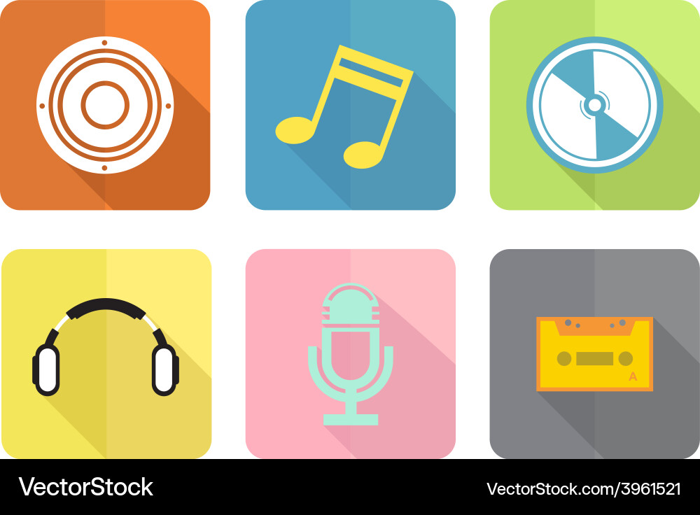 Music flat icon set Royalty Free Vector Image - VectorStock
