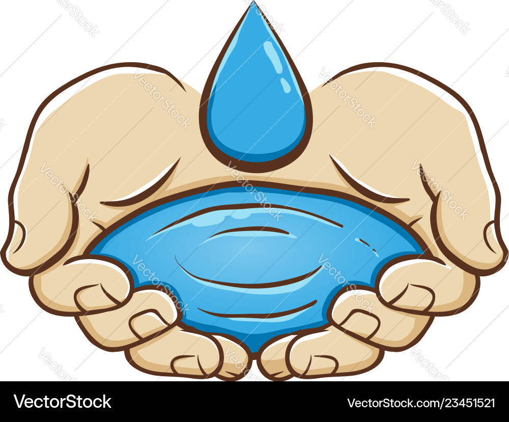 Pair of hand holding water Royalty Free Vector Image