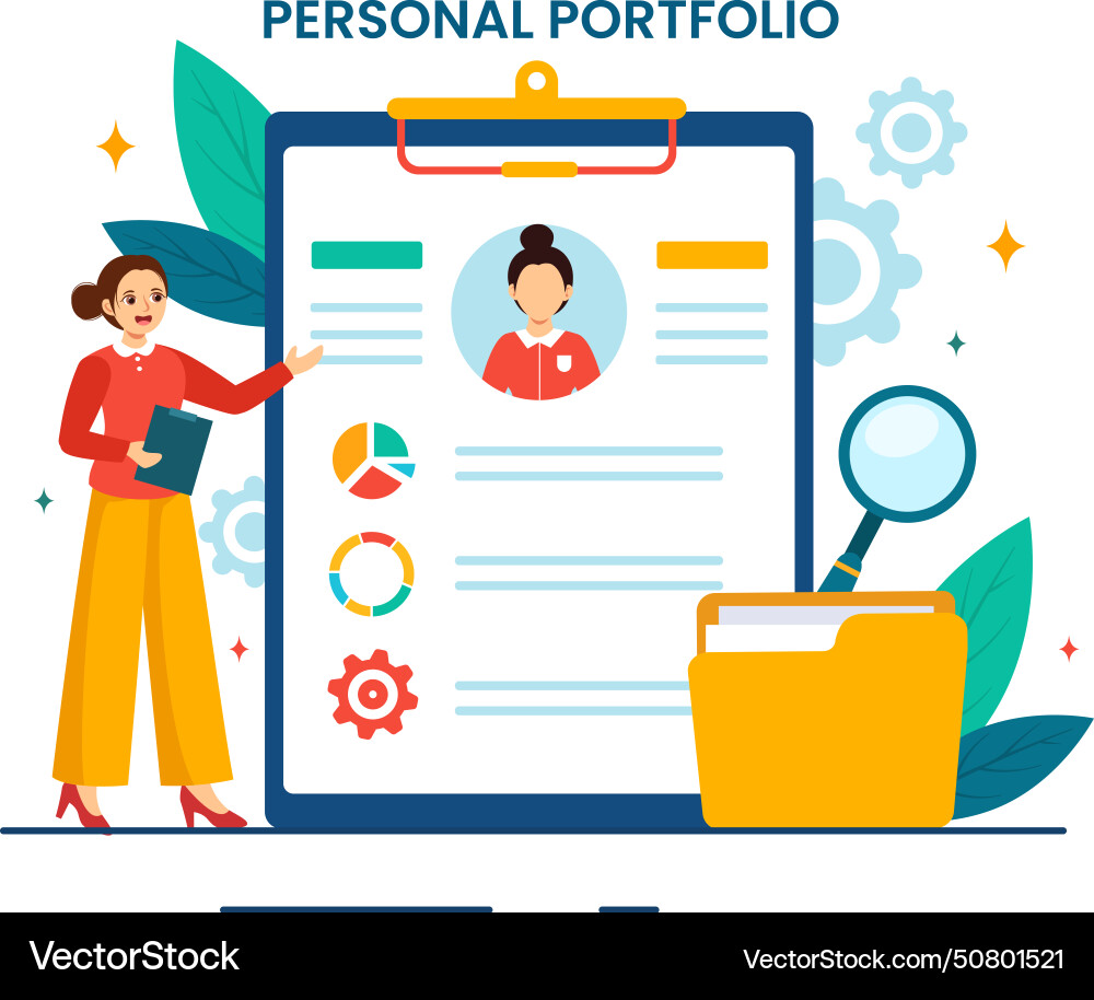 Personal portfolio with profile data resume Vector Image