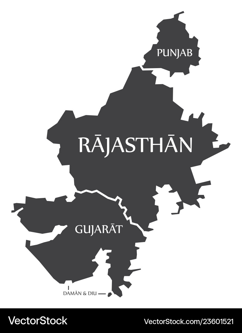 Punjab - rajasthan gujarat daman and diu map Vector Image