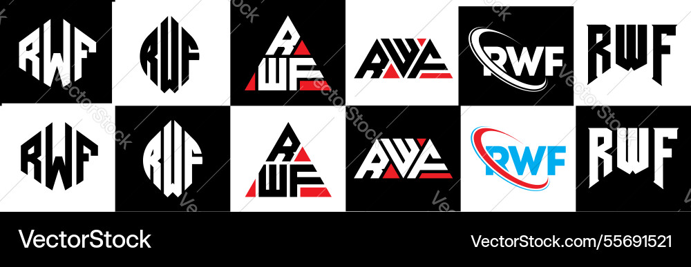 Rwf letter logo design in six style rwf polygon Vector Image