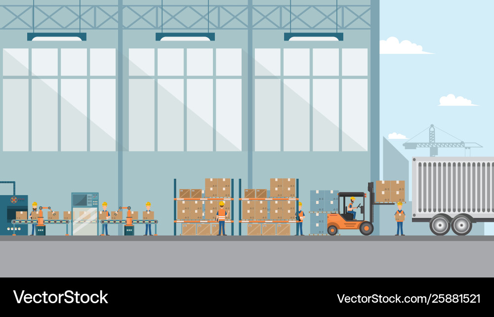 Smart industrial factory in a flat style Vector Image