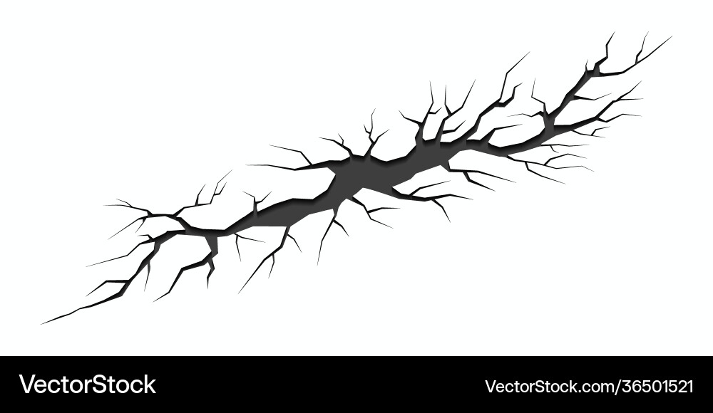 Wall crack realistic damaged concrete 3d hole Vector Image