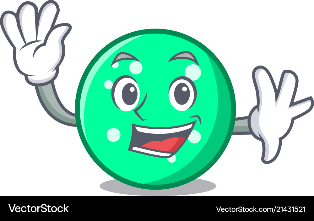 Waving circle character cartoon style Royalty Free Vector