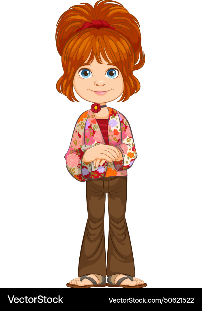 A smiling young girl standing Royalty Free Vector Image