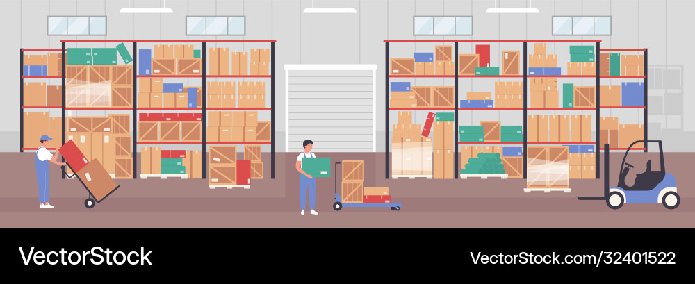 People worker working in warehouse Royalty Free Vector Image
