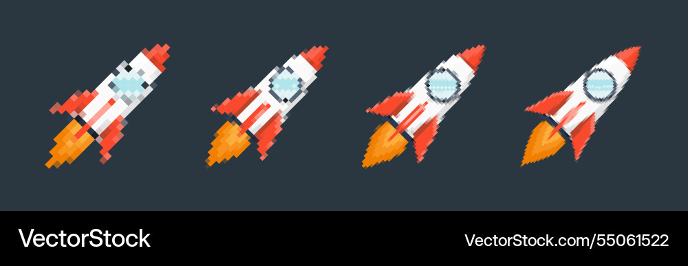Pixel Art Rocket Vector Images (over 600)