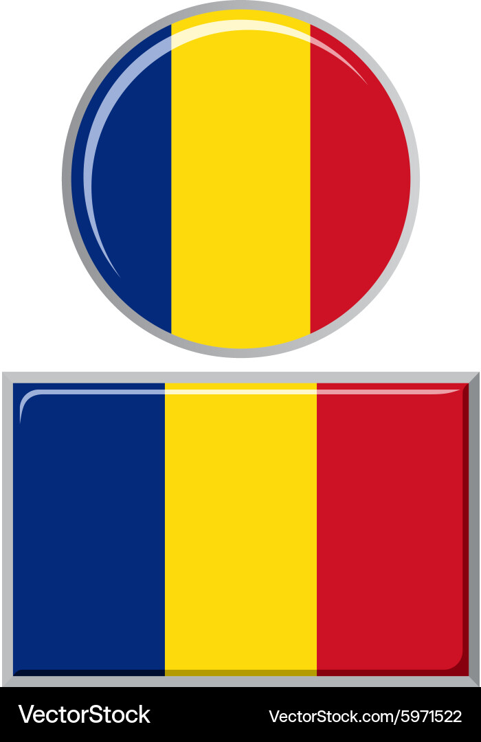 Romanian Flag Icon - Round and Square Royalty Free Vector