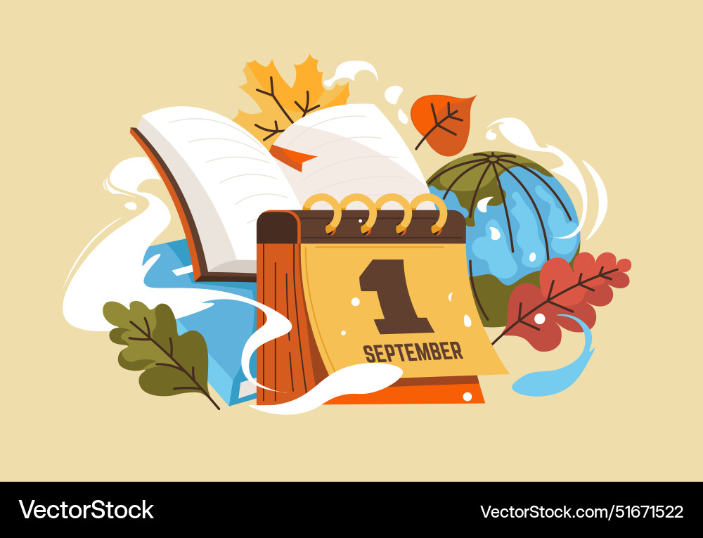 September 1st autumn symbols Royalty Free Vector Image