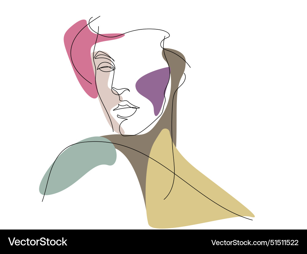 Single black line female portrait Royalty Free Vector Image