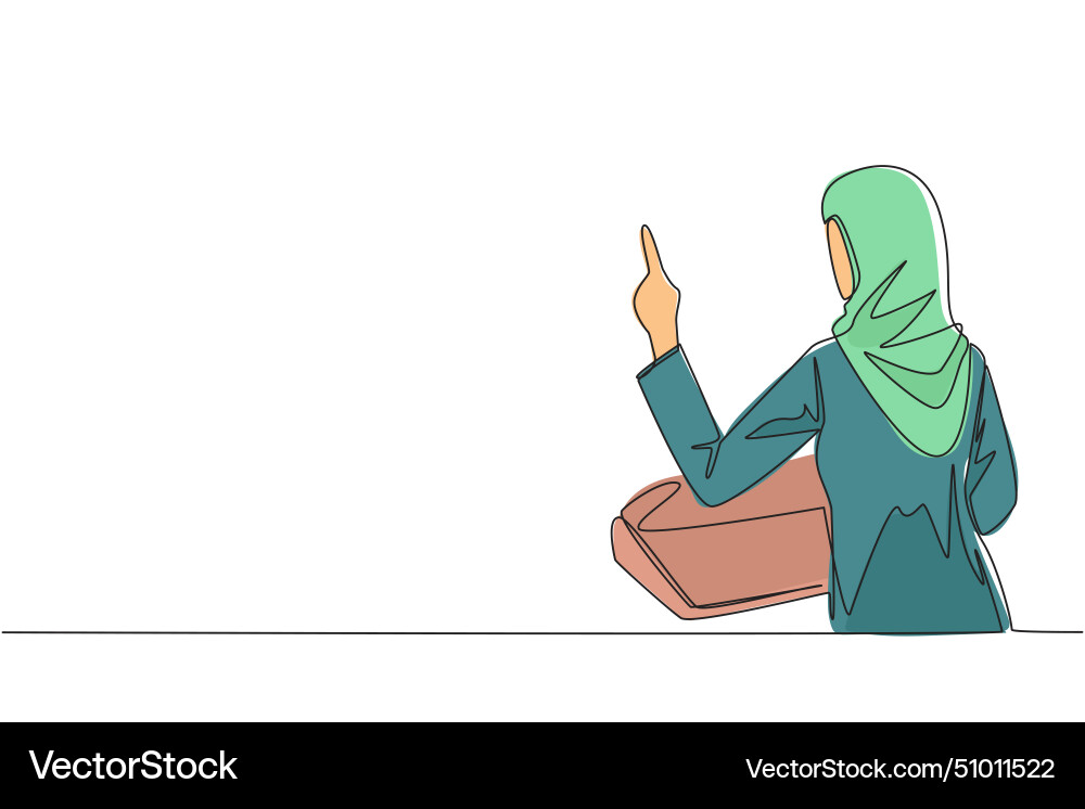 Single one line drawing from back view young Vector Image