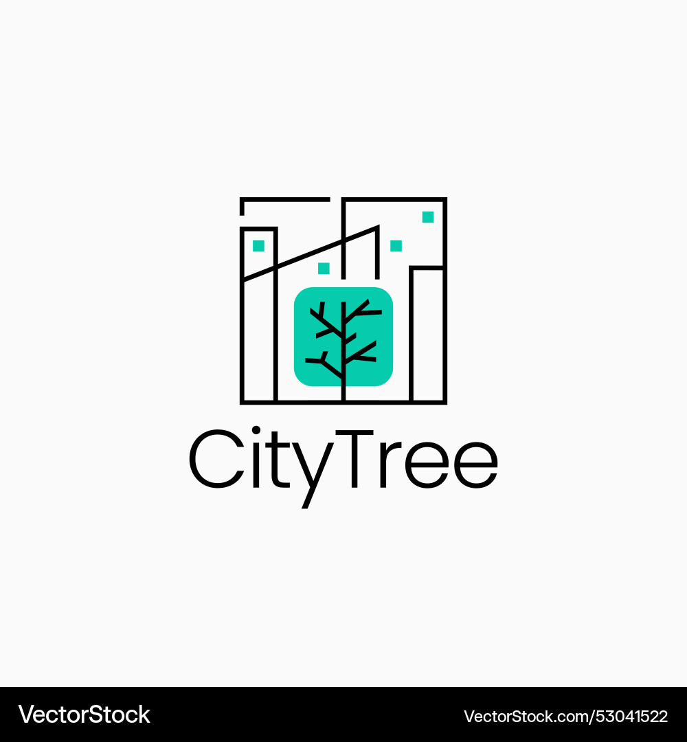 Tree city building skyline logo icon Royalty Free Vector