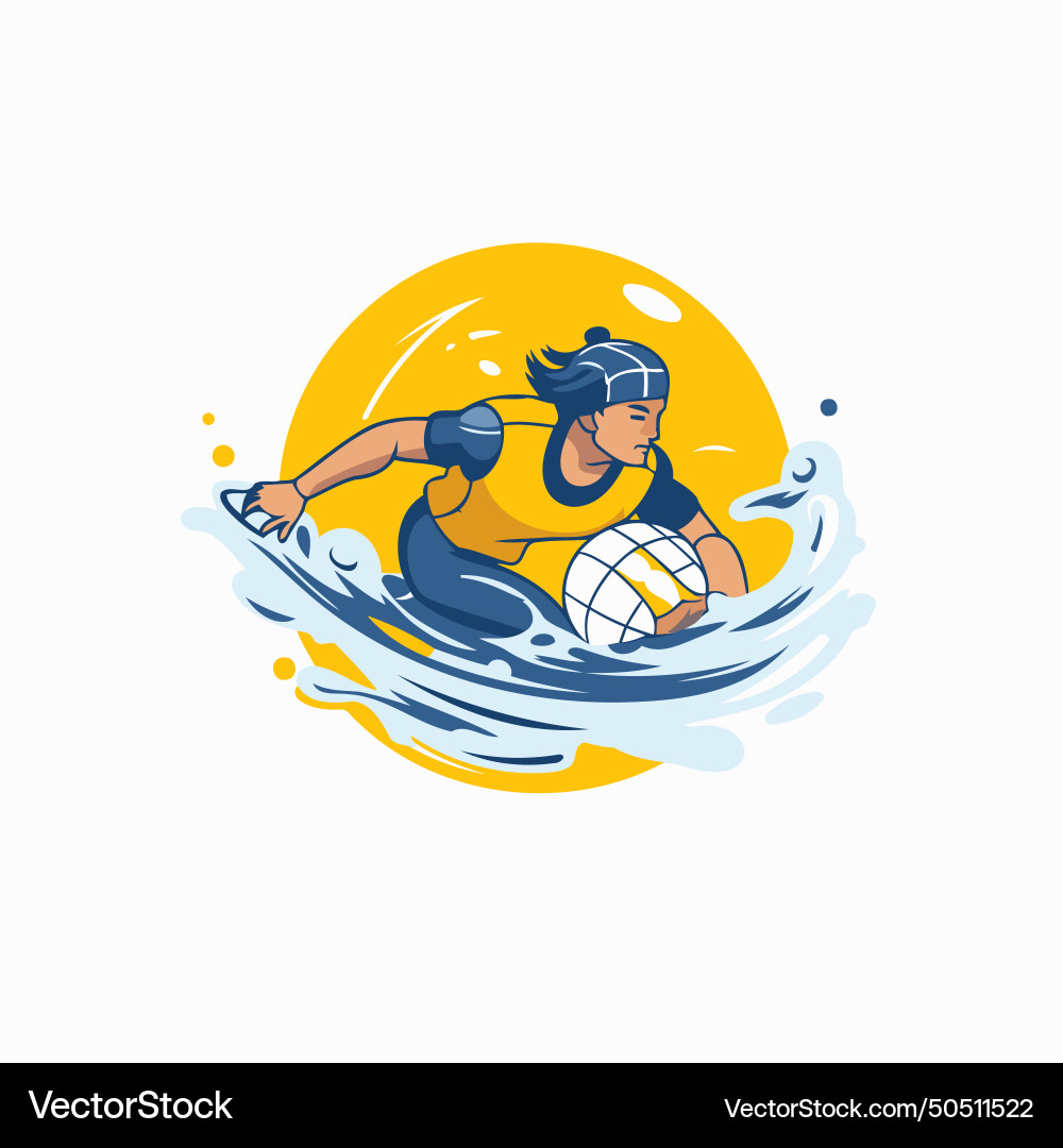 Water polo player with ball Royalty Free Vector Image