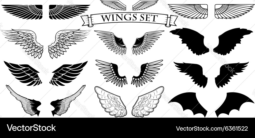 Wings set Royalty Free Vector Image - VectorStock