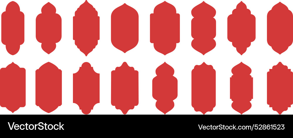 Arabic window shapes vintage islamic Royalty Free Vector