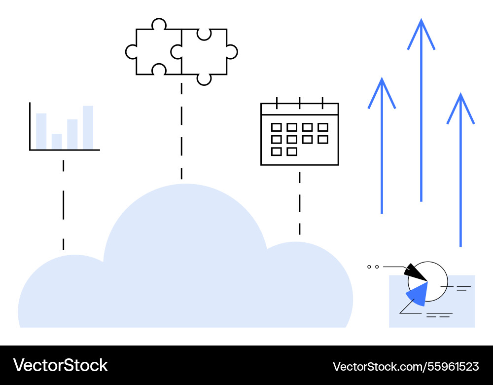 Cloud integration with analytics planning Vector Image