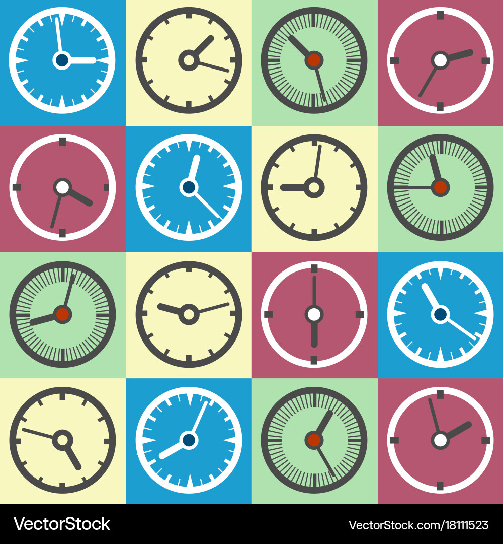 Colorful clock icons Royalty Free Vector Image