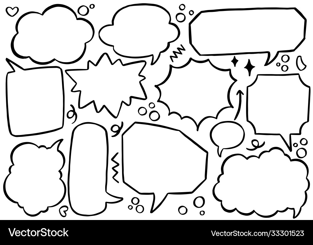 Cute Doodle Speech Bubbles Set Royalty Free Vector Image