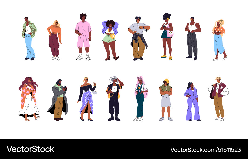 Different stylish african american people set Vector Image
