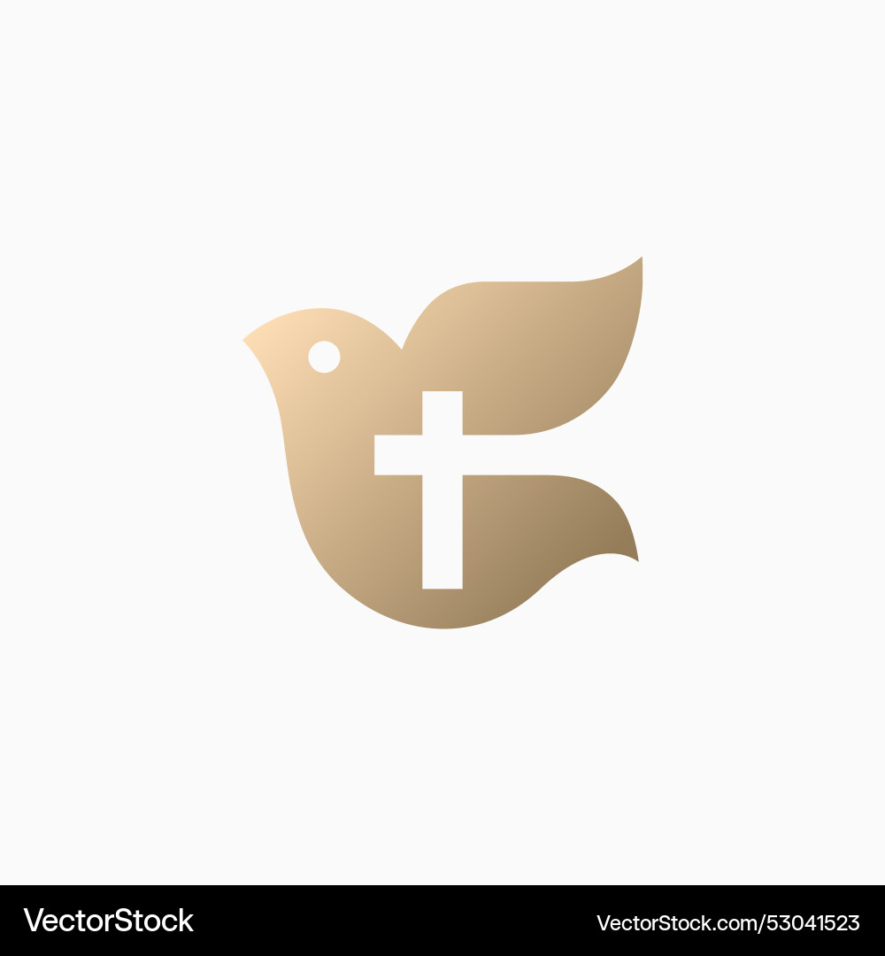 Dove christ cross peace logo icon Royalty Free Vector Image