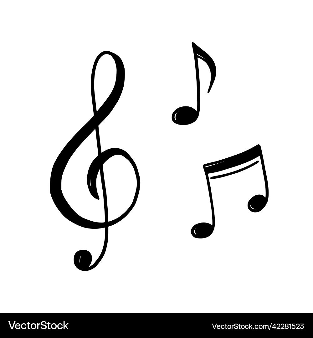 Music note doodle drawn style Royalty Free Vector Image