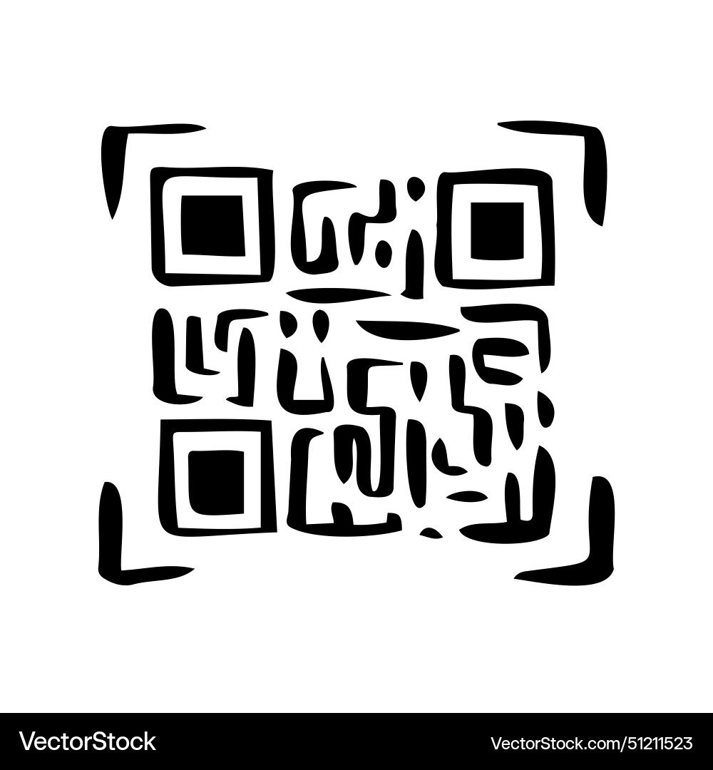 Qr code doodle hand drawn icon marketing Vector Image