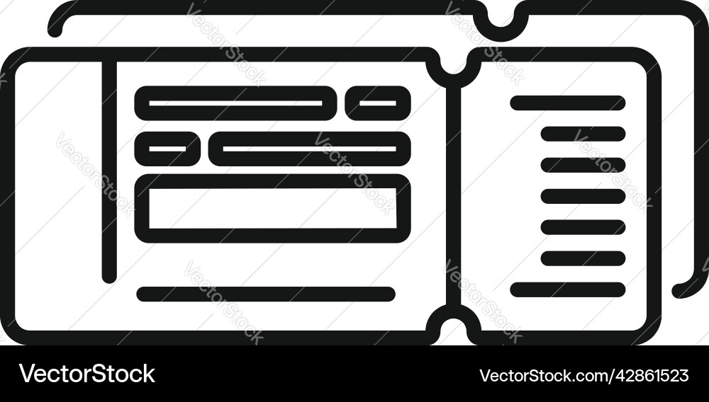 Ticket icon outline airline pass Royalty Free Vector Image