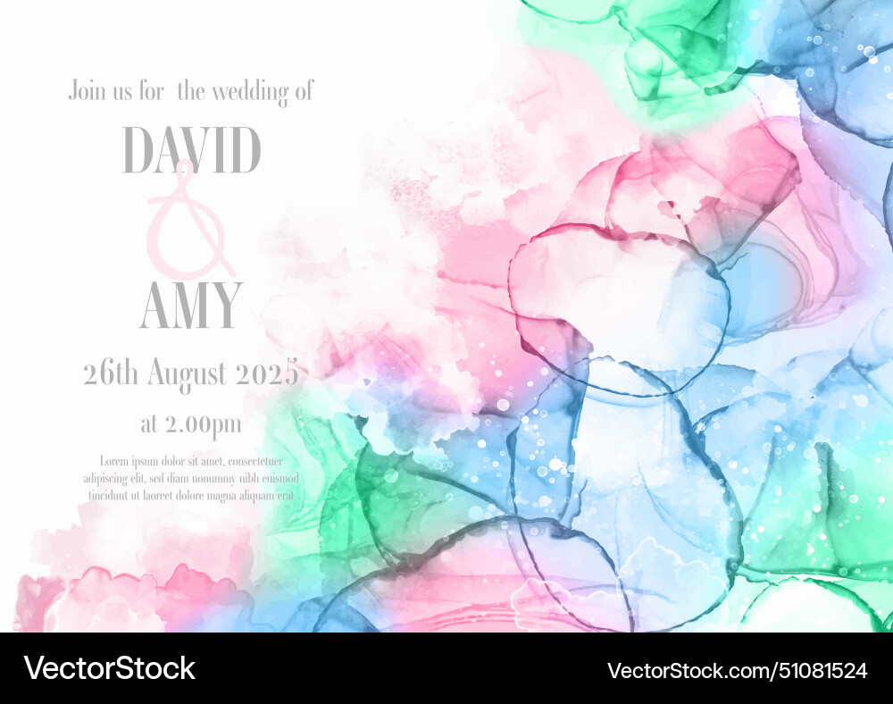 Abstract wedding invitation with colourful hand Vector Image
